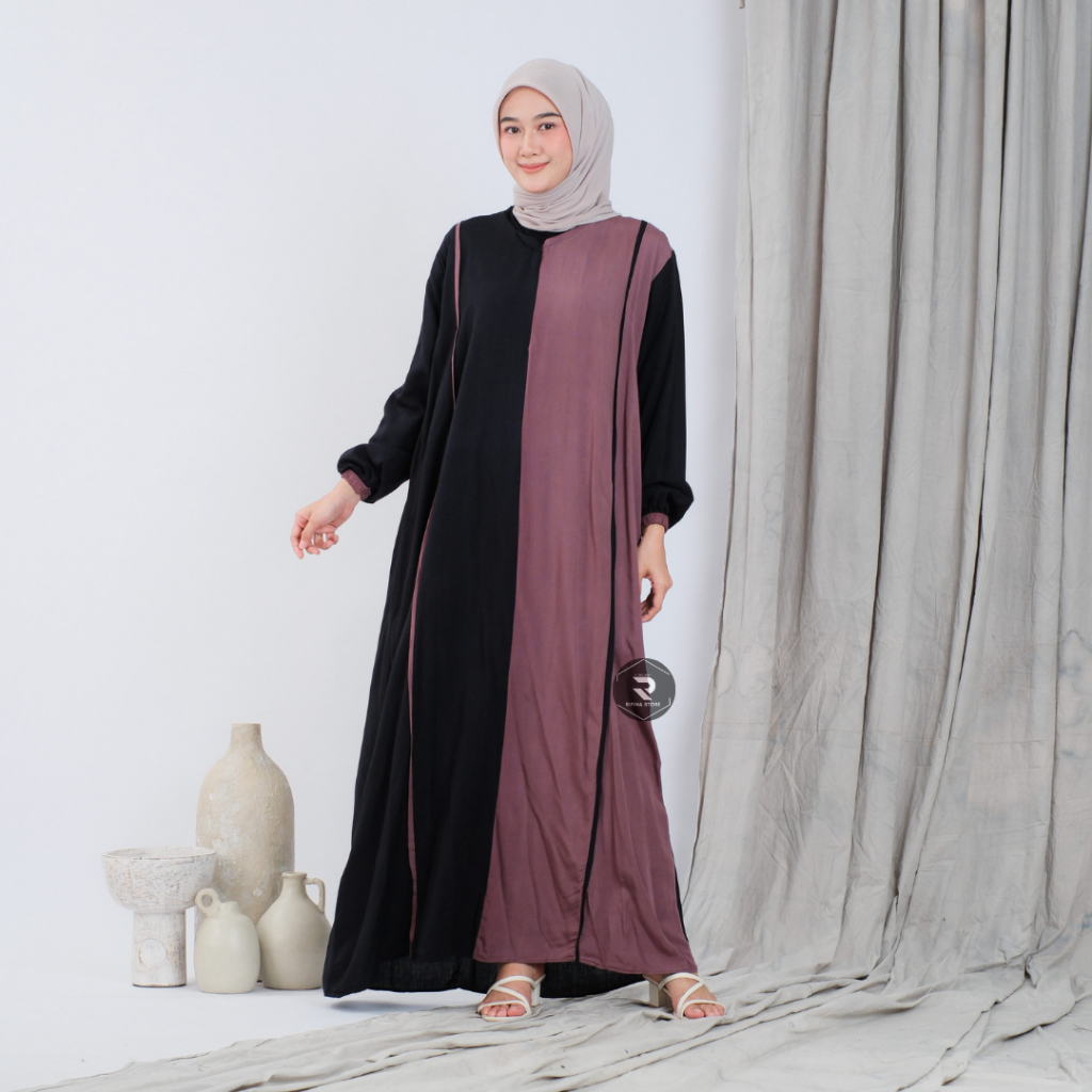 Jual Rifina Dress Madina Rayon premium Simple Elegan | Shopee Indonesia