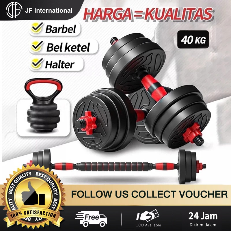 Jual 【Terbaru 2024】 Dumbbell Set 40KG+ Kettlebell Fitness Equipment 6 ...