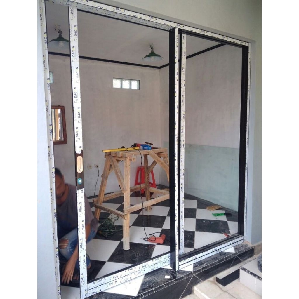 Jual pintu geser 2 daun + kaca mati full ornamen | Shopee Indonesia