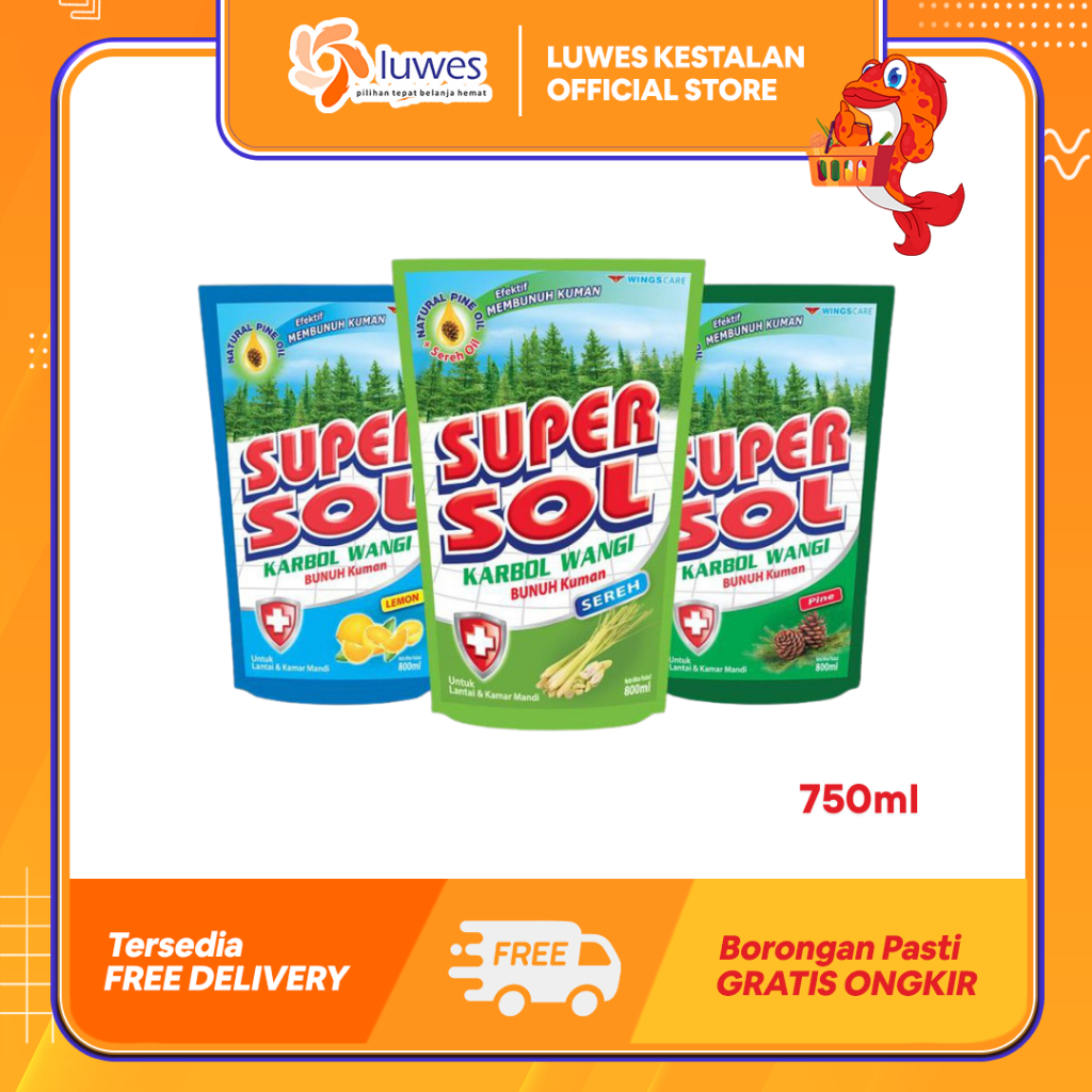 Jual Super Sol Karbol Wangi Pembersih lantai 750ml Cemara / Sereh ...