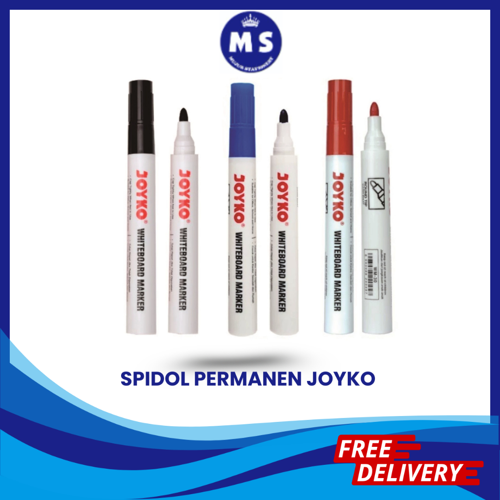 Jual SPIDOL PERMANENT (HITAM BIRU MERAH) JOYKO / Permanent Marker ...