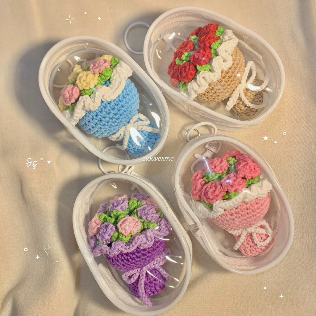 Jual bouquet crochet | buket bunga rajut+pouch | Shopee Indonesia