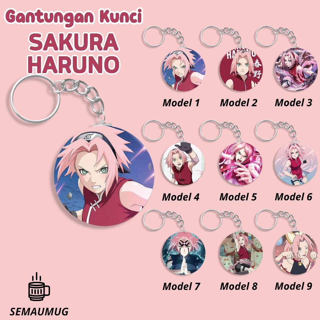 Jual GANTUNGAN KUNCI SAKURA HARUNO NARUTO KADO GANCI BULAT ANIME PRINT ...
