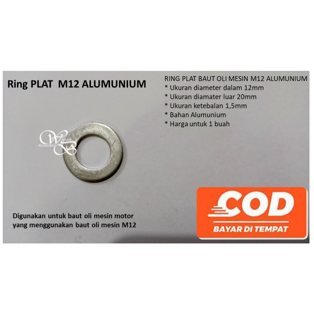 Jual COD Baut Motor Ring M12 Alumunium OLI MESIN Ring almuniumTap Oli ...
