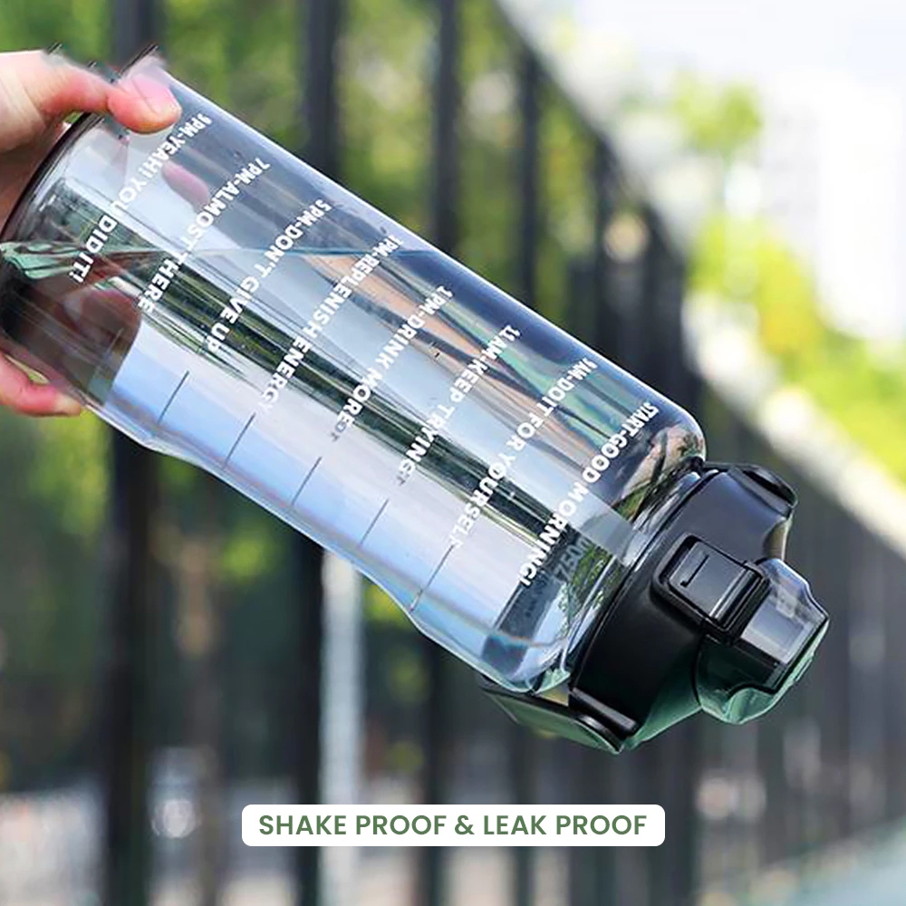 Jual DT Botol Tumbler Air Minum Jumbo 2 Liter Plastik Bening Motivasi Sedotan Anti Bocor BPA ...