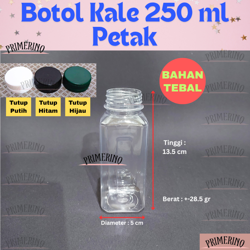Jual BOTOL KALE 250 ML PETAK BAHAN TEBAL / BOTOL ALMOND BOTOL PLASTIK ...