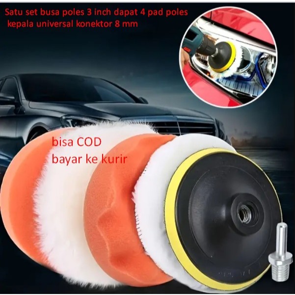 Jual Satu set busa poles 3 inch dapat 4 pad poles kepala universal ...