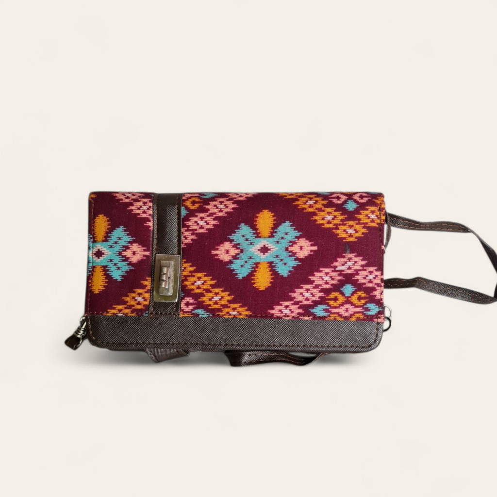 Jual dompet lipat wanita panjang, bahan tenun ikat nusantara warna ...