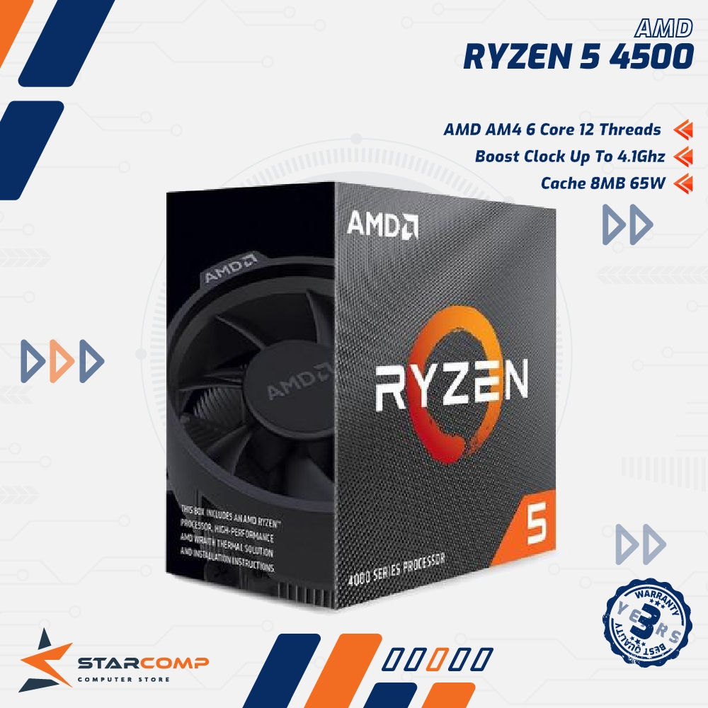 Jual AMD Ryzen 5 4500 3.6Ghz Up To 4.1Ghz Cache 8MB 65W AM4 [BOX ...