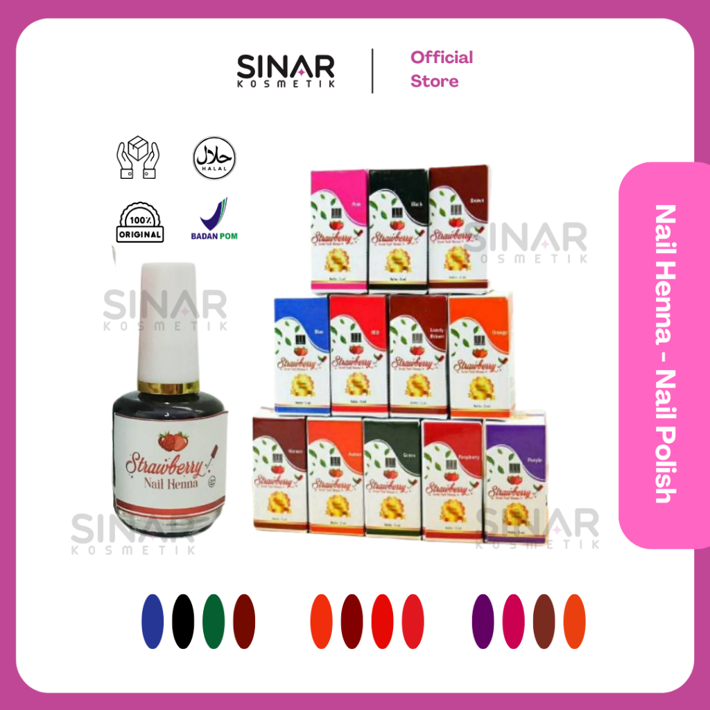 Jual Strawberry Nail Henna 5mL - Nail Polish / Kutek / Pacar Kuku / Cat ...
