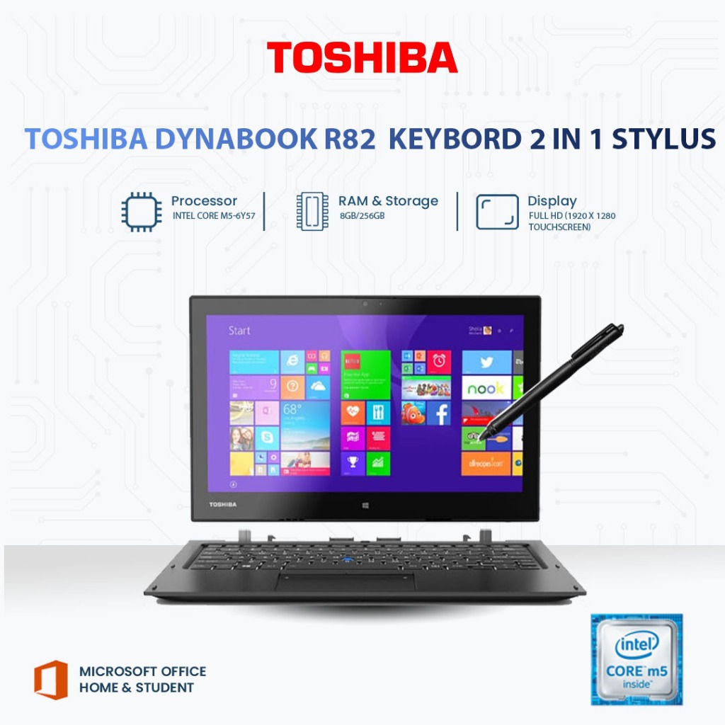 Jual Toshiba Dynabook R82 2-in-1 | Intel Core M5-6Y57 | 8GB RAM | 256GB ...