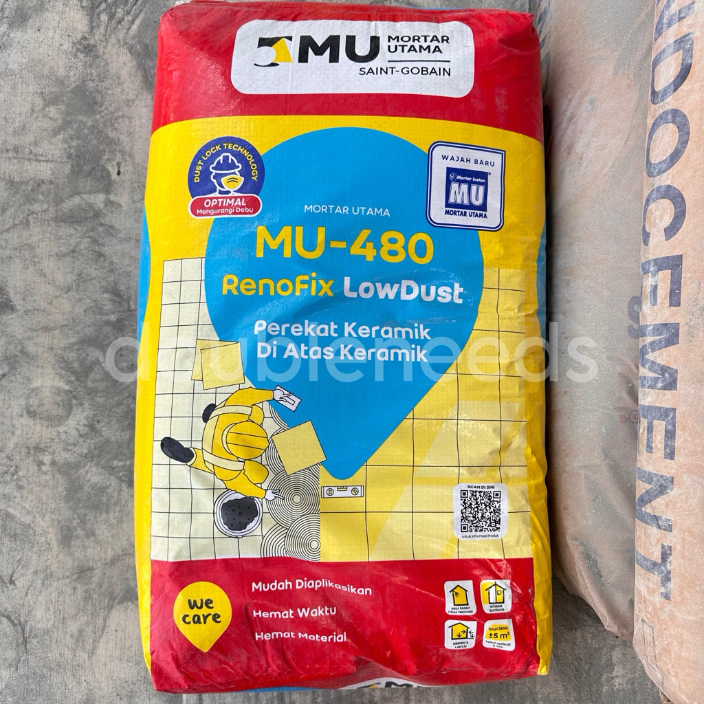 Jual MU 480 SEMEN PEREKAT KERAMIK DI ATAS KERAMIK TILE ON TILE 25kg ...
