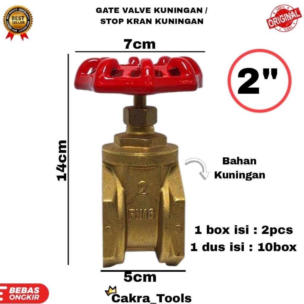 Jual GATE VALVE KUNINGAN 2" INCH / STOP KRAN KUNINGAN 2" INCH | Shopee Indonesia