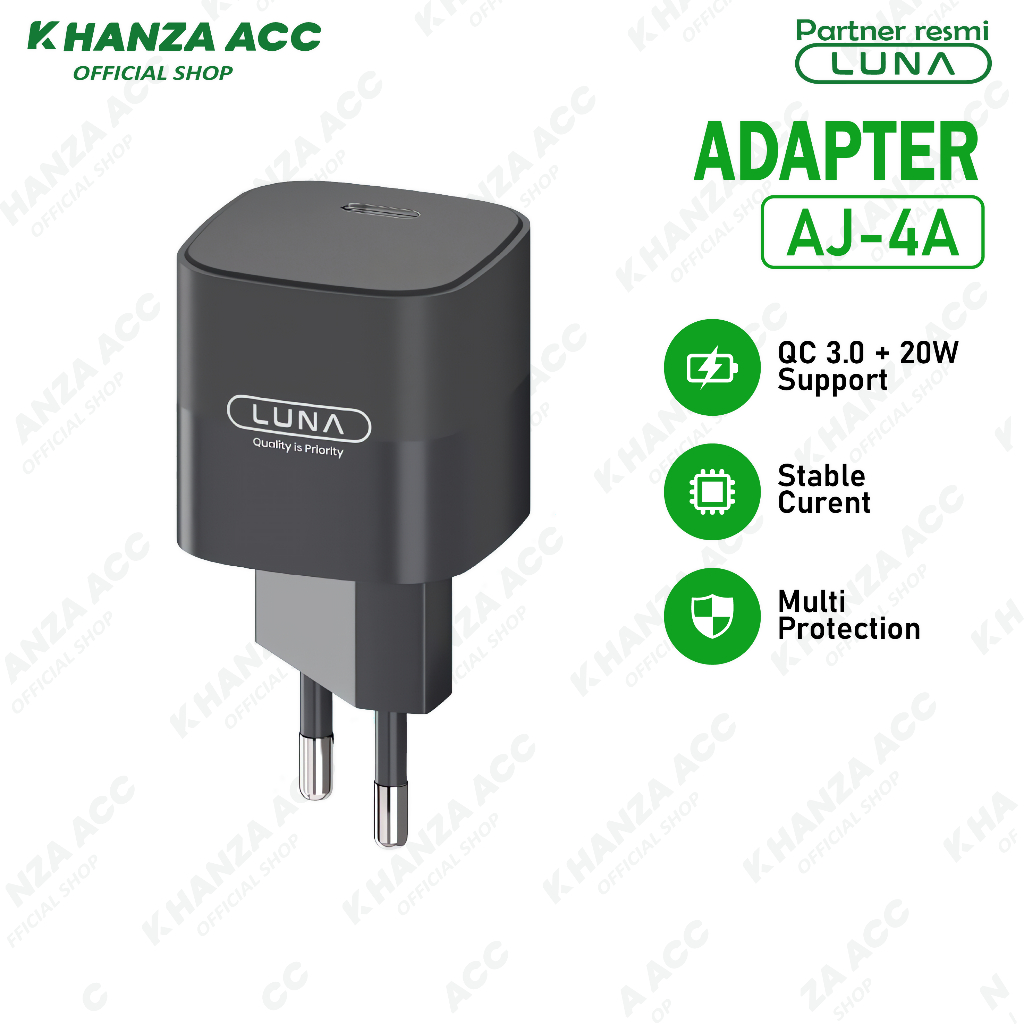 Jual LUNA AJ-4A Charger Fast Charging 20W QC 3.0 Suport Port Type C ...