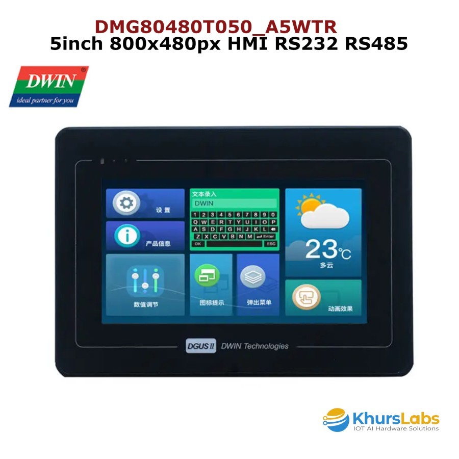 Jual DWIN HMI 5" Inch LCD Display RS232 RS485 DMG80480T050_A5WTR Industrial Grade with Shell ...