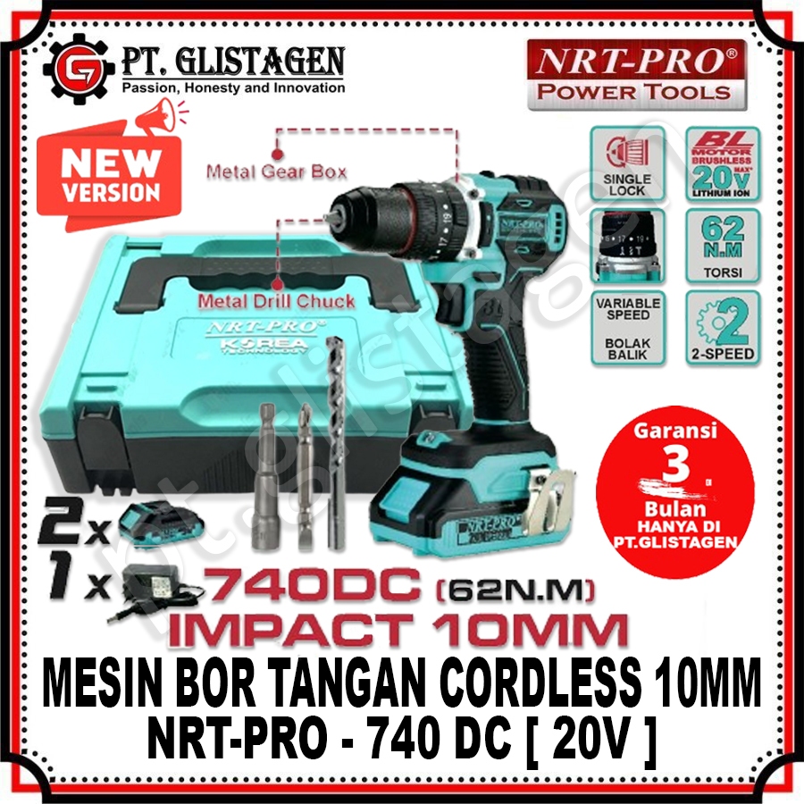 Jual NRT-PRO 740DC Mesin Bor Tembok Beton 10MM Baterai 20 volt ...
