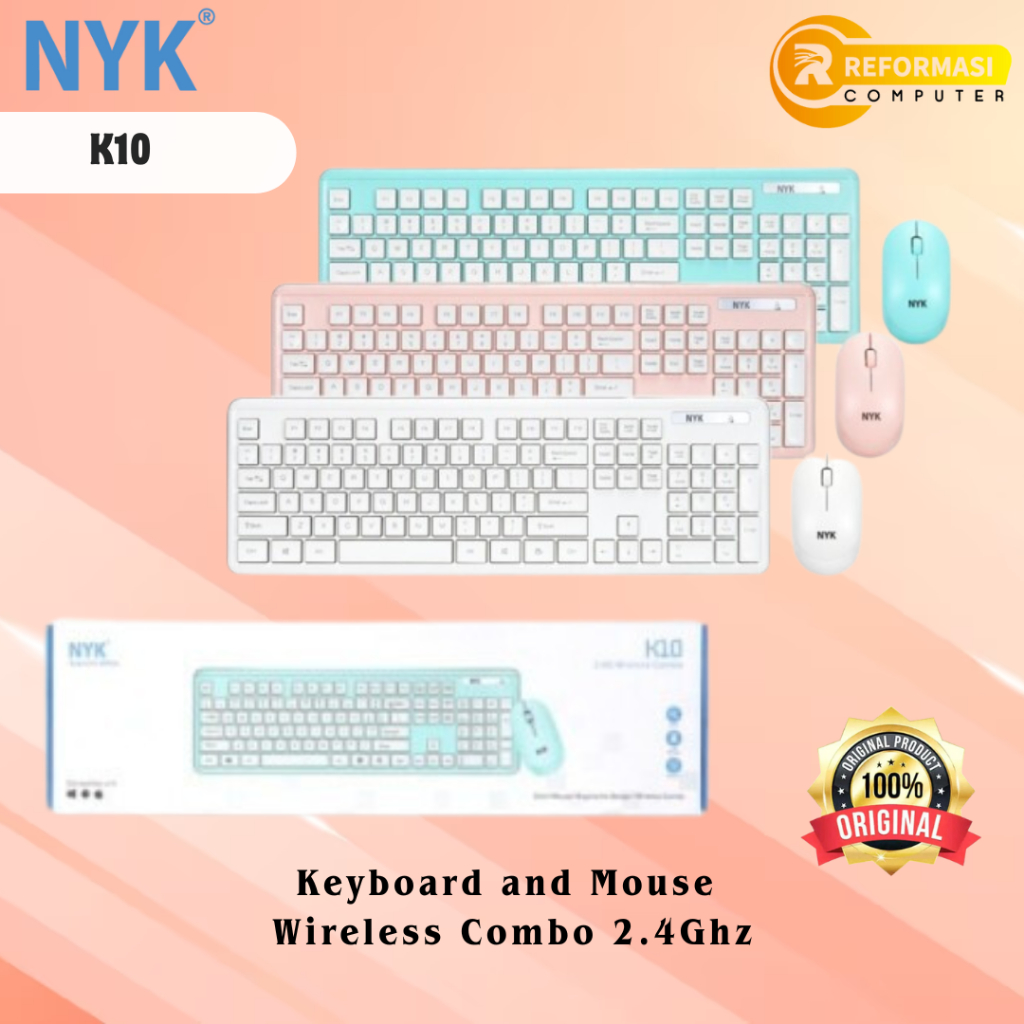 Jual NYK Keyboard and Mouse Wireless Combo 2.4Ghz NYK Supreme K10 ...