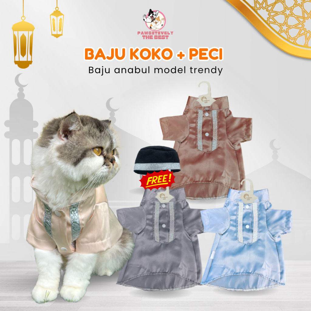 Jual Set Baju Koko + Peci Trendi Lebaran 2025 - Baju Muslim Kucing ...