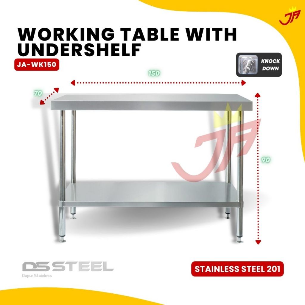 Jual Meja Dapur Stainless / Stainless Steel Working Table 150x70x85 ...