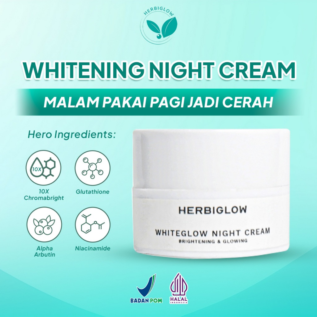 Jual Herbiglow Whitening Night Cream 10 gr dengan 10x Chromabright crim ...