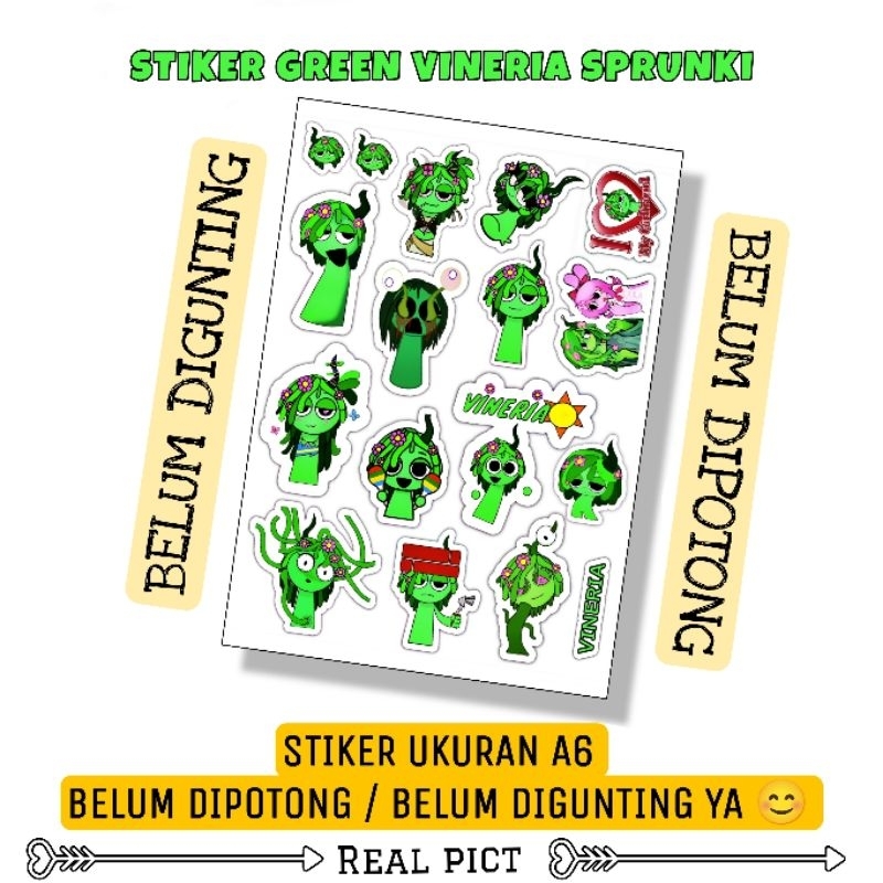 Jual STIKER GREEN VINERIA SPRUNKI / STIKER BELUM DIPOTONG BAHAN VINYL ...