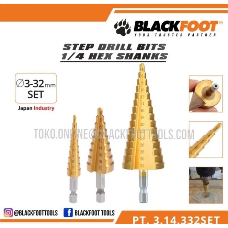 Jual Blackfoot Mata Bor Pagoda Step Drill Bits 1/4 Mata Bor Pelubang ...