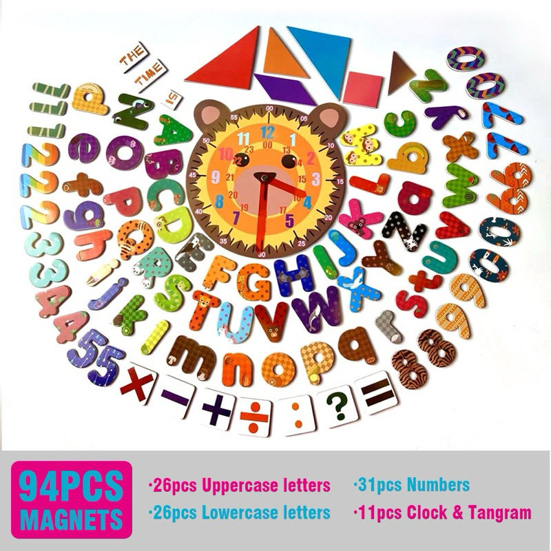 Jual Belajar Huruf, Shapes dan Angka Edukasi 94 pcs Magnetic Bahan ...