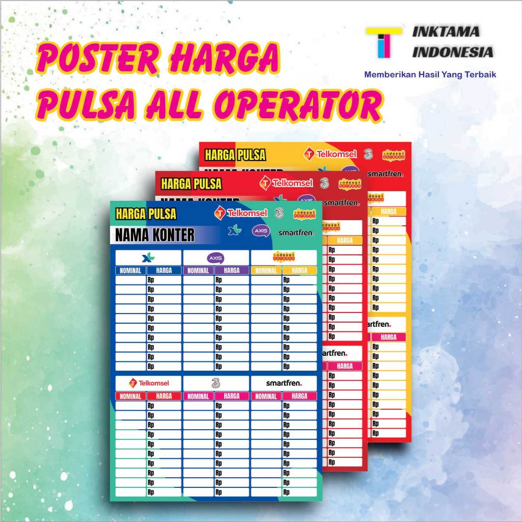 Jual Poster Konter Daftar Harga Pulsa All Operator | Shopee Indonesia