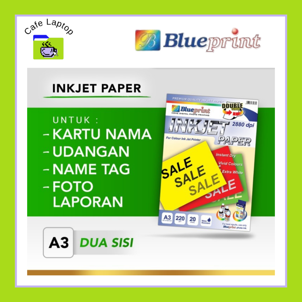 Jual Kertas Matte , Double Side Inkjet Paper BLUEPRINT A3 220 gsm - 20 ...