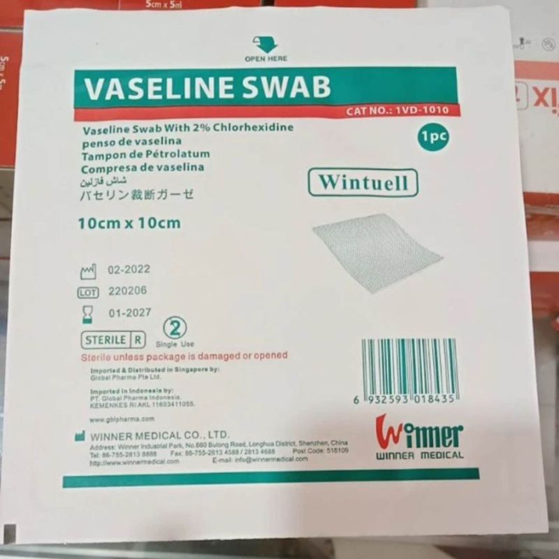 Jual Wintuell Vaseline Swab 10cm x 10cm Kasa Jaring Antibiotik Steril ...