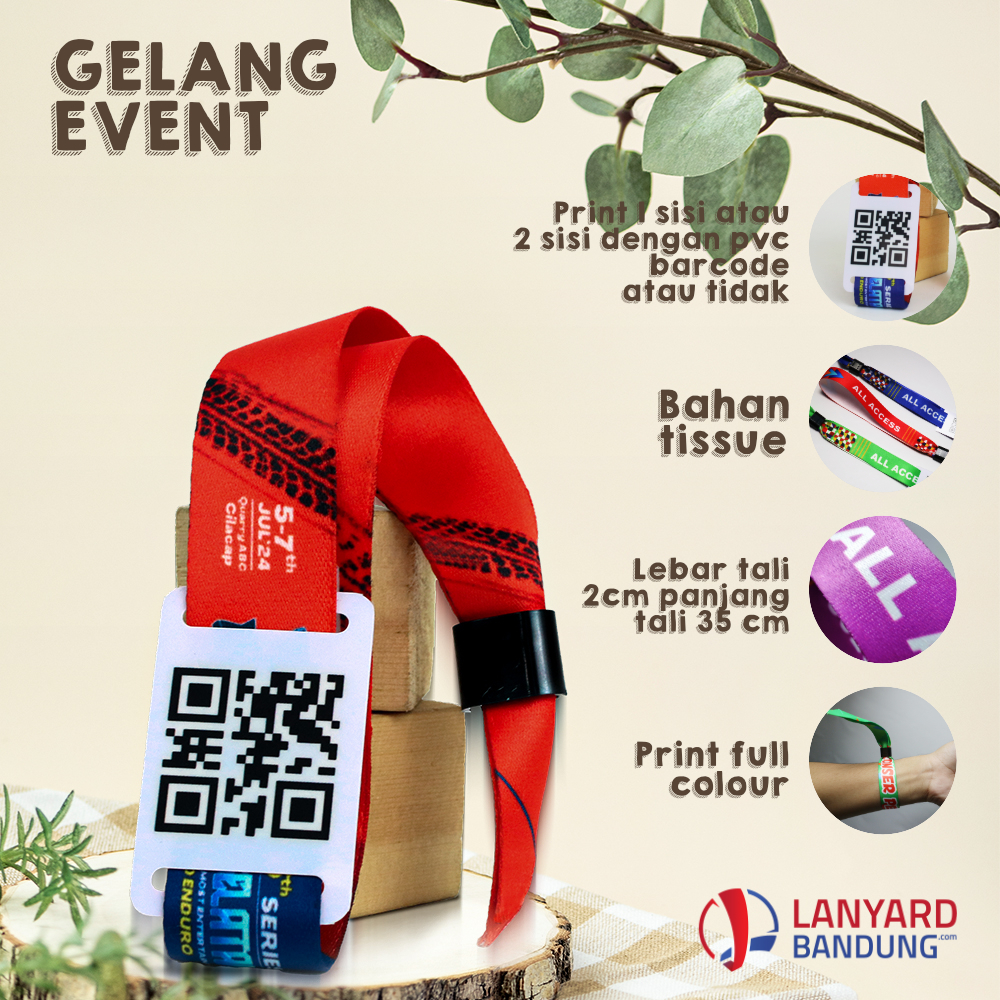 Jual Gelang Lanyard Event Custom 2cm | Wristband Lanyard Lock | Tiket ...