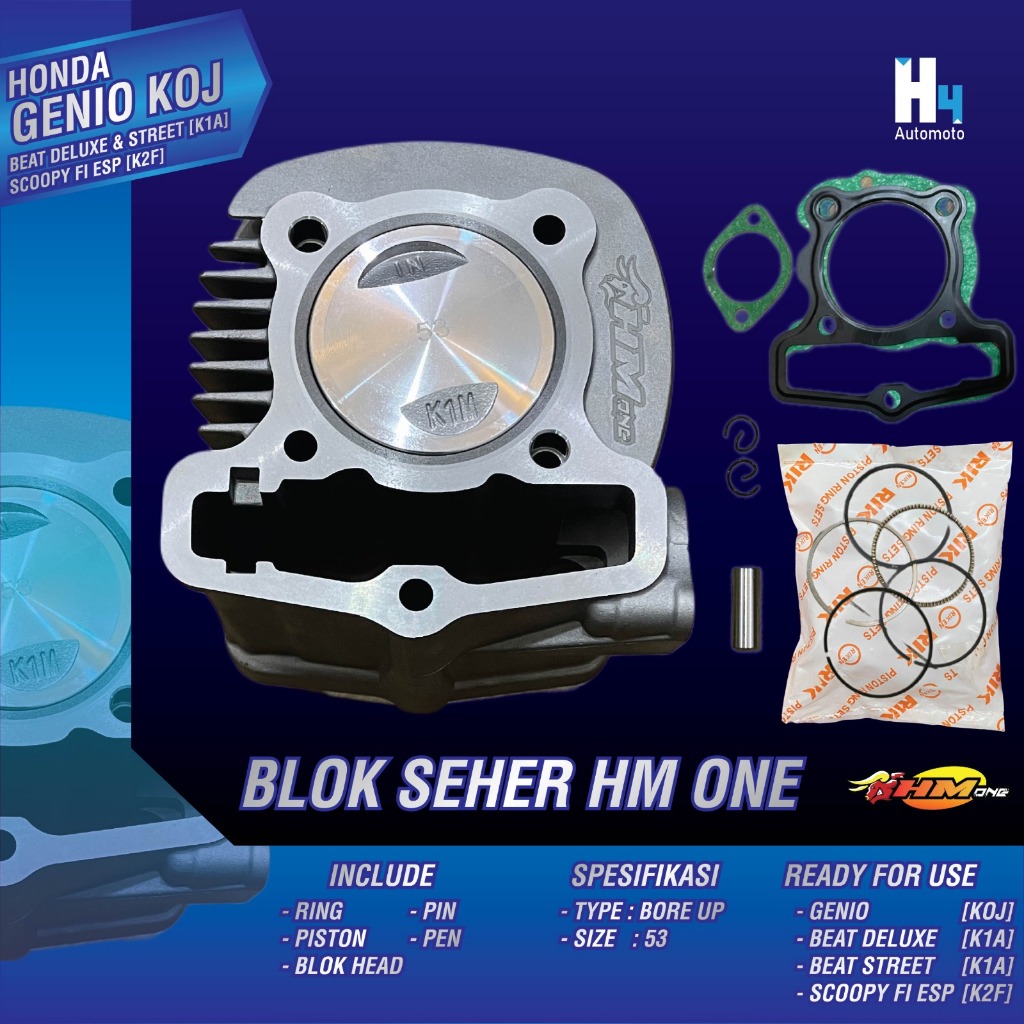 Jual Blok Seher Boring Bore Up Genio Beat New 53MM Beat Led Beat Deluxe ...