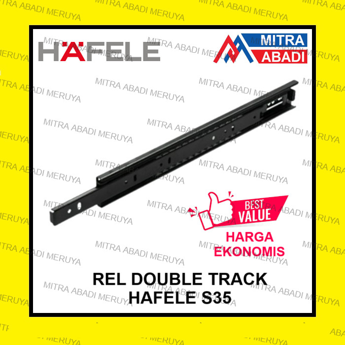 Jual Rel Laci HAFELE S35 - 25 30 35 40 45 50 55 cm Double Track Full Extension Dobel Ball ...