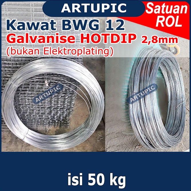 Jual Kawat Galvanise BWG 12 HOTDIP 2,8 mm (PER ROL) Kawat ikat kandang ...