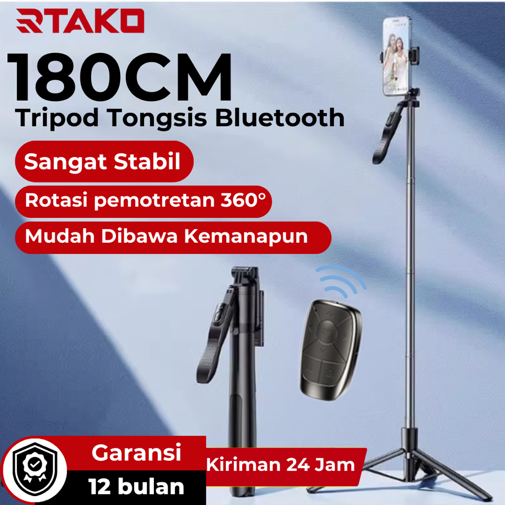 Jual RTAKO Tongsis Tripod Portable Selfie Stick Konten Kreator Bluetooth Tongsis Hp Stabil ...