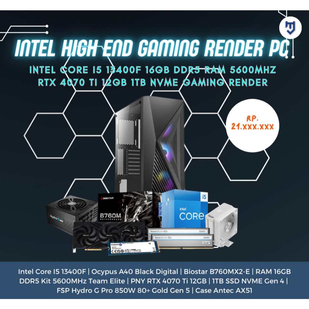 Jual PC GAMING HIGH END DDR5 Intel i5 13400F with RTX 4070Ti 12GB GDDR6 | Shopee Indonesia