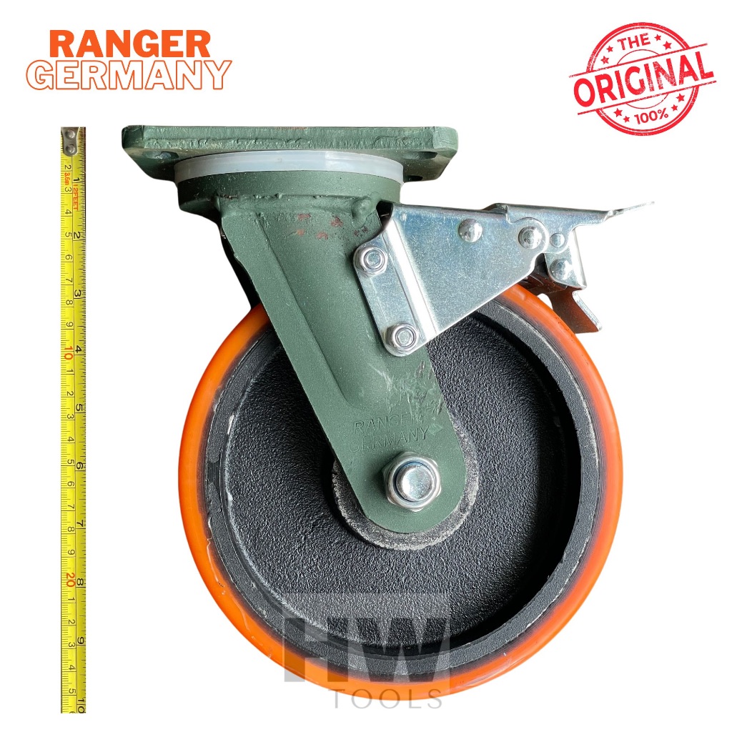 Jual Roda Kastor Mesin Troli Gerobak Besi PU HD 8" Hidup Rem Super ...