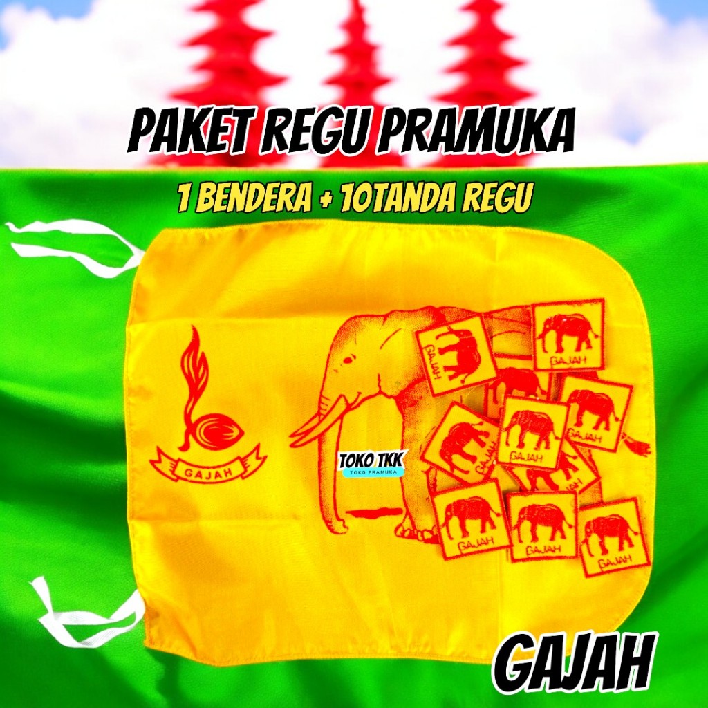 Jual Paket regu pramuka gajah ( 1 bendera regu + 10 tanda regu gajah ...