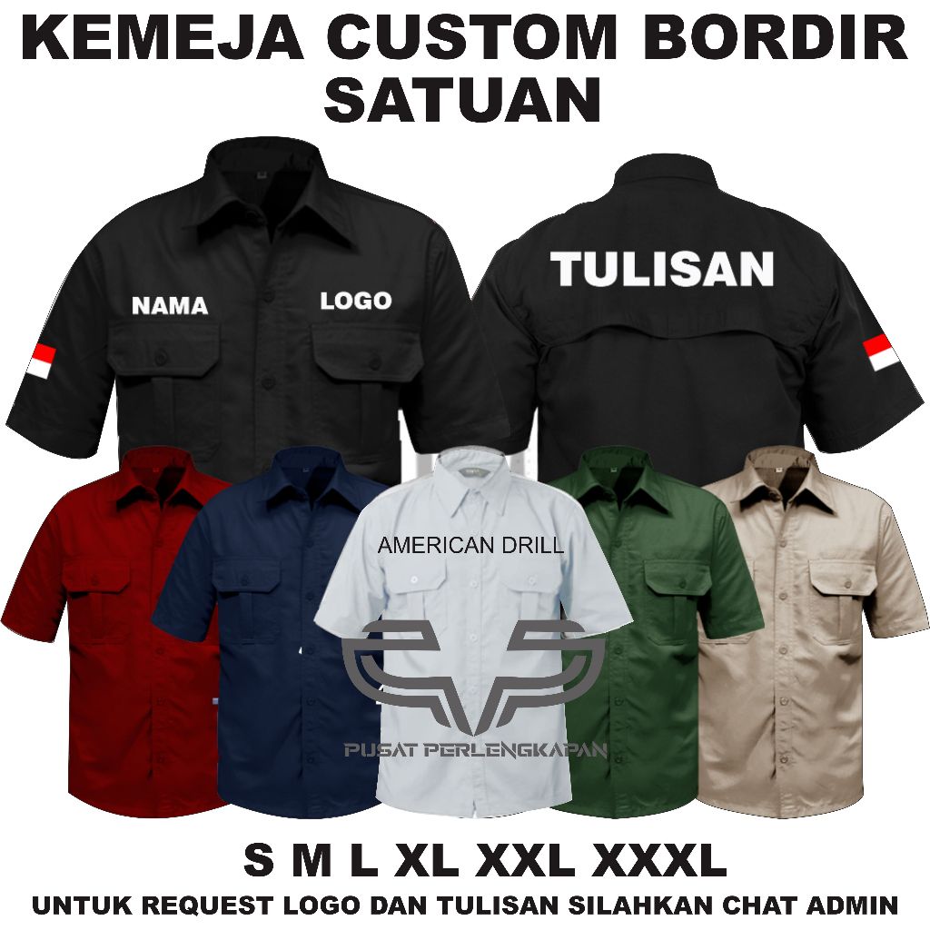 Jual KEMEJA BORDIR CUSTOM PDH PDL TACTICAL LENGAN PENDEK / SERAGAM ...