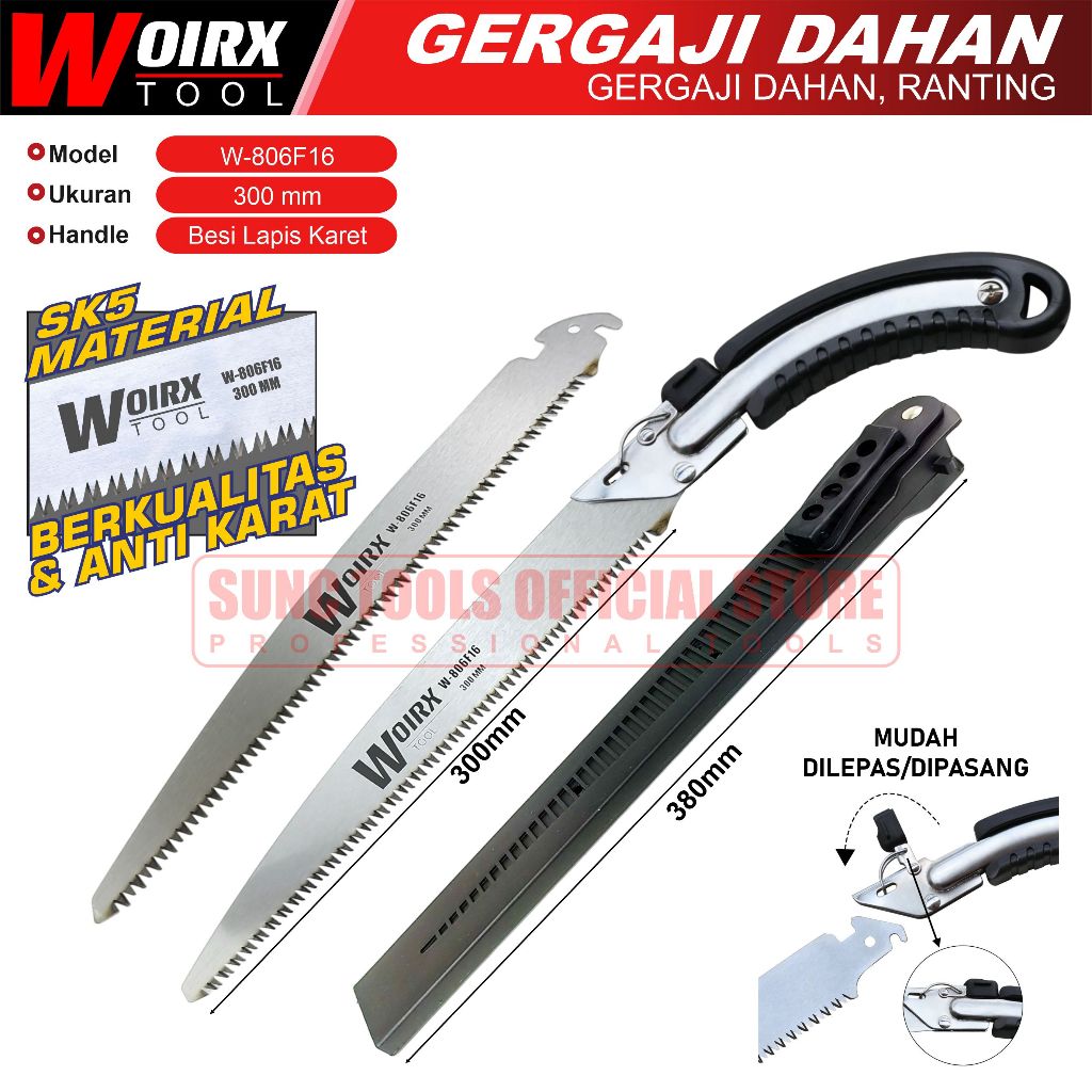 Jual WOIRX TOOL Gergaji Kayu Gergaji Dahan Ranting Pruning Saw 12" inch 300mm | Shopee Indonesia