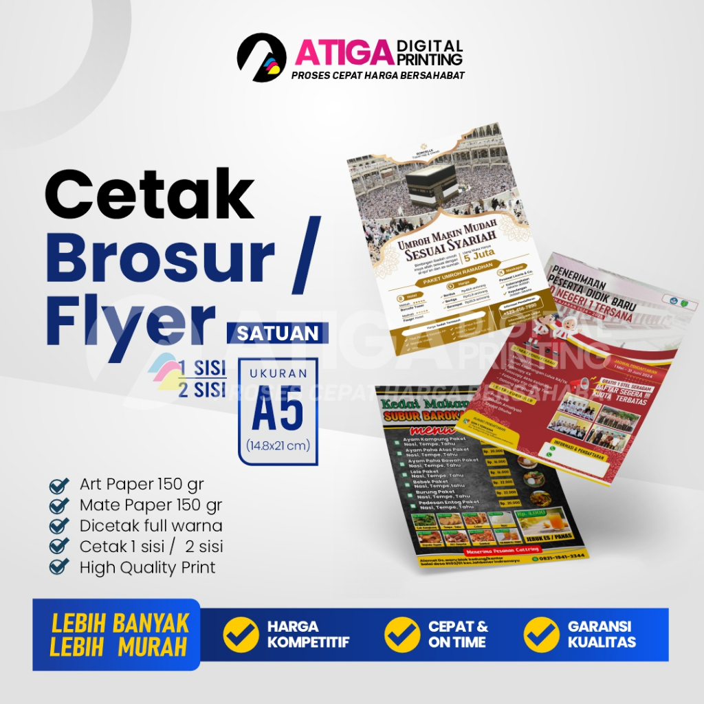 Jual Cetak Brosur Pamflet Leaflet Ukuran A5 Satuan | Cetak Brosur A5 ...
