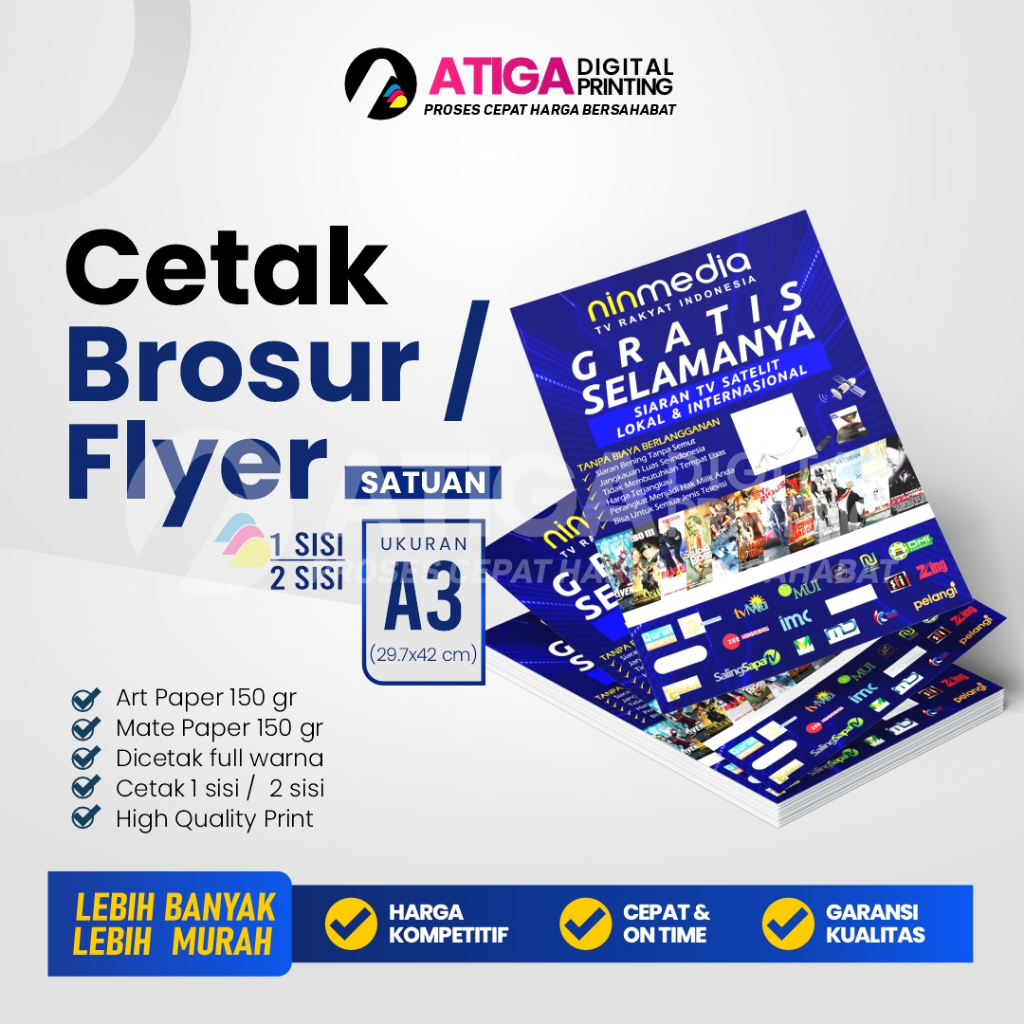 Jual Cetak Brosur Pamflet Leaflet Ukuran A3 Satuan | Cetak Brosur A3 Full Warna Perlembar ...