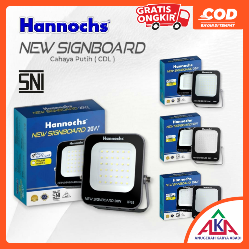 Jual HANNOCHS Lampu Sorot NEW SIGNBOARD LED Flood Light 20W 30W 50W ...