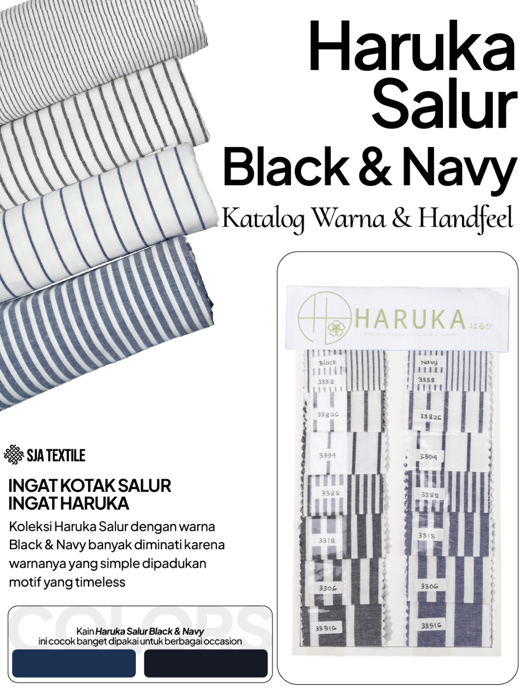 Jual Katalog Haruka Salur Black & Navy by SJA Textile / Catalog Warna ...