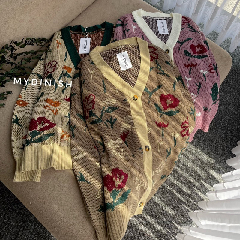 Jual Nanami Flower Cardy - Cardigan Rajut Wanita Motif Bunga | Shopee Indonesia