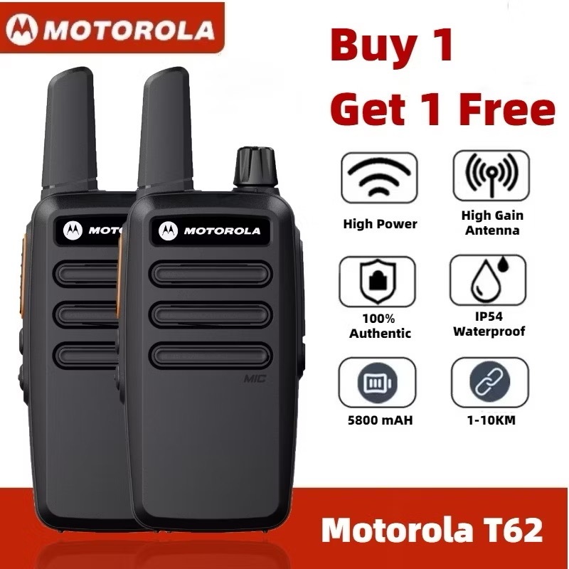 Jual HT Motorola T62 2 Unit 10W Daya Tinggi Jarak jauh13KM Tahan Lama + Charger Type-C - Walkie ...