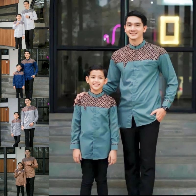 Jual Baju Koko Couple Ayah Dan Anak Laki Laki Lengan Panjang Terbaru 2025 Baju Couple Muslim ...