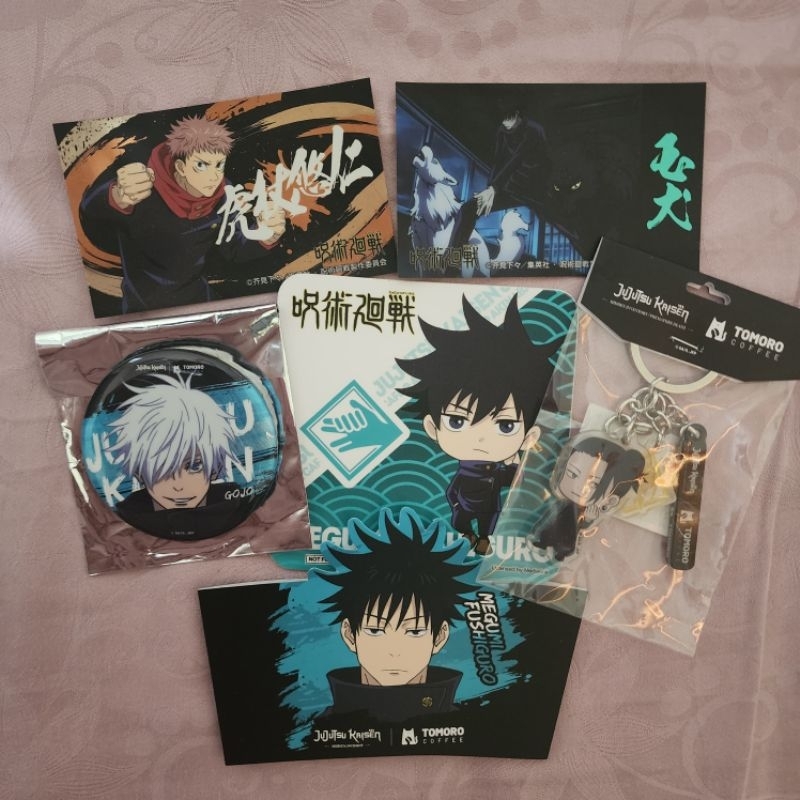 Jual Set Merch Tomoro Coffee x Jujutsu Kaisen jjk series Badge Gojo ...