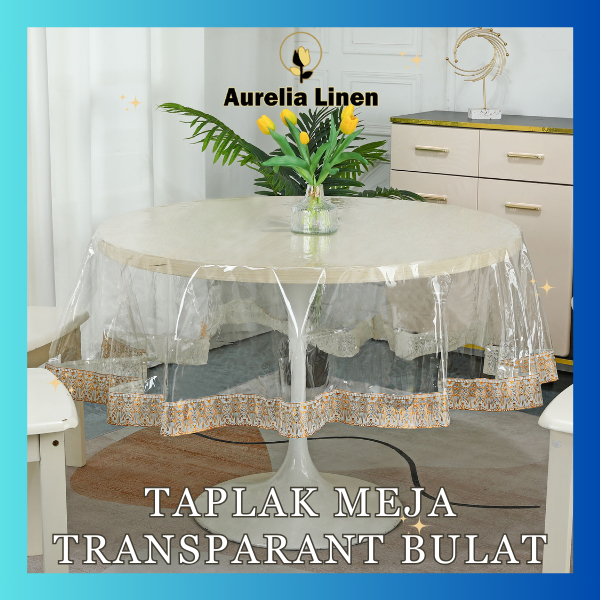 Jual Taplak Meja Transparan Bulat Alas Meja Bening Taplak Meja Makan ...