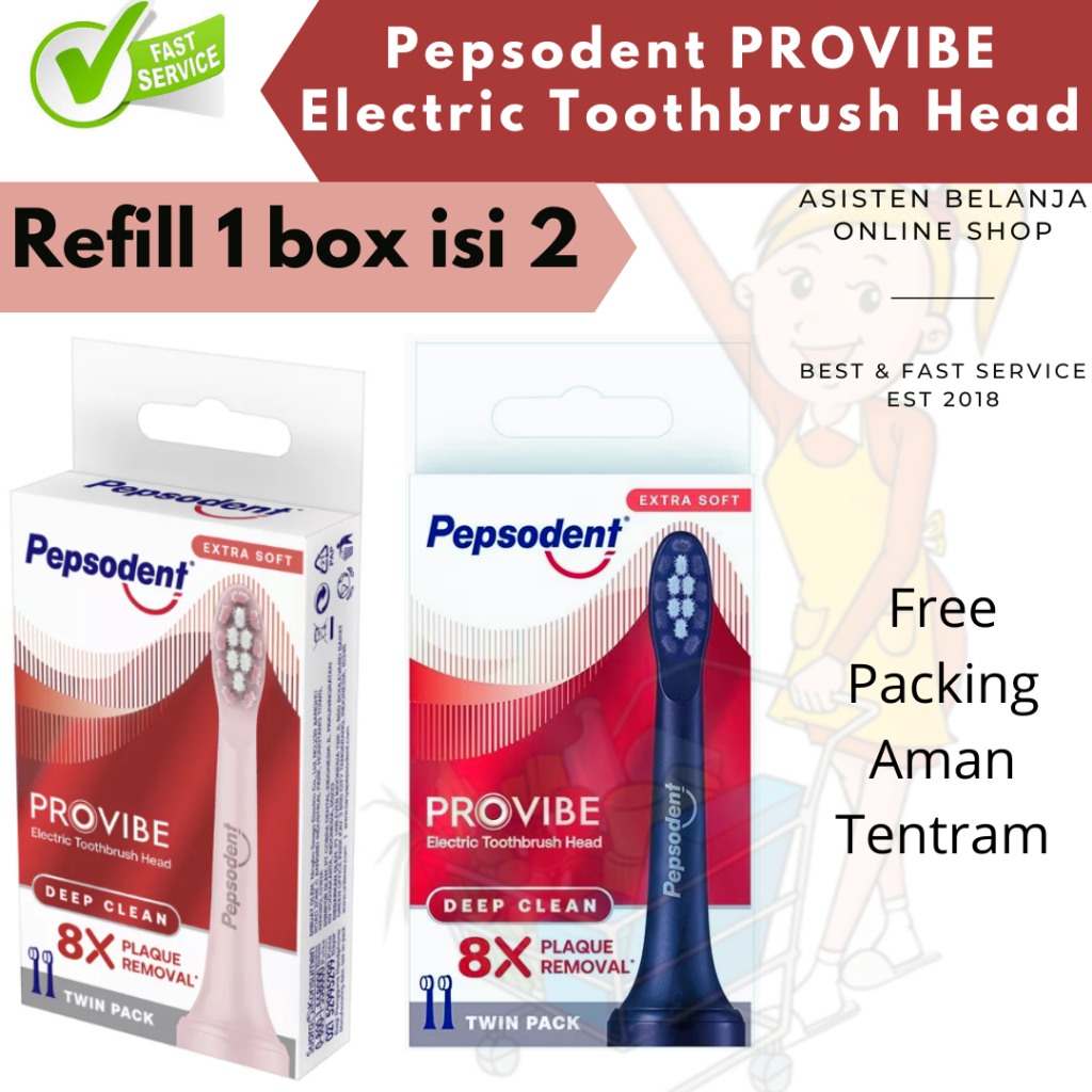 Jual Pepsodent Provibe Refill isi 2 kepala sikat gigi electric ...